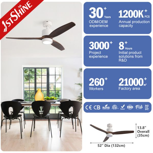 Quality 52 Inches Solid Wood Ceiling Fan with LED Light and Remote Control for Quiet for sale