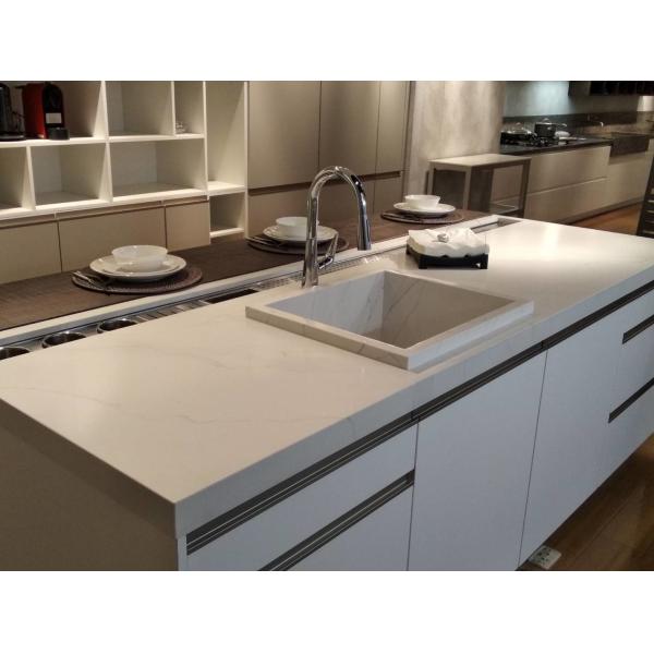 Quality White Calacatta Indoor 30mm Quartz Kitchen Countertops for sale