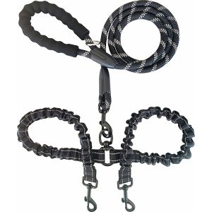 Quality Dual Nylon Dog Leash 360 Swivel No Tangle Comfortable Shock Absorbing for sale
