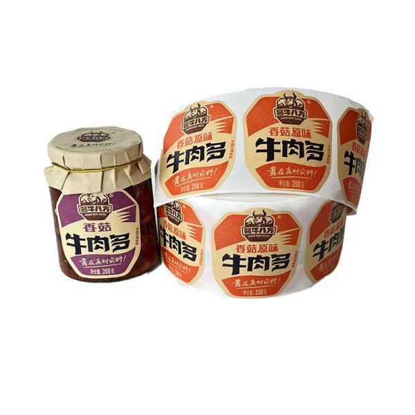 Quality Custom Shape  Size Biodegradable Kraft Paper Vinyl  Food Ingredient Private Label  16 OZ Sauce Glossy Jar Labels Sticker for sale