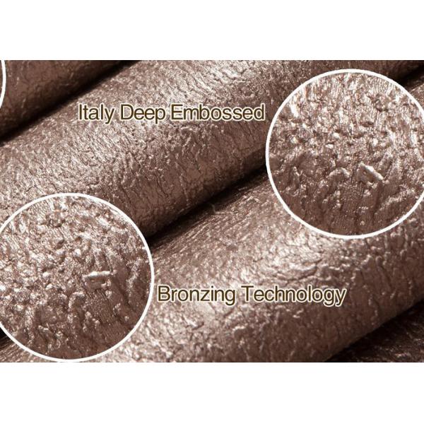Quality Waterproof Brown Embossed Wall Coverings , PVC Modern Living Room Wallpaper for sale