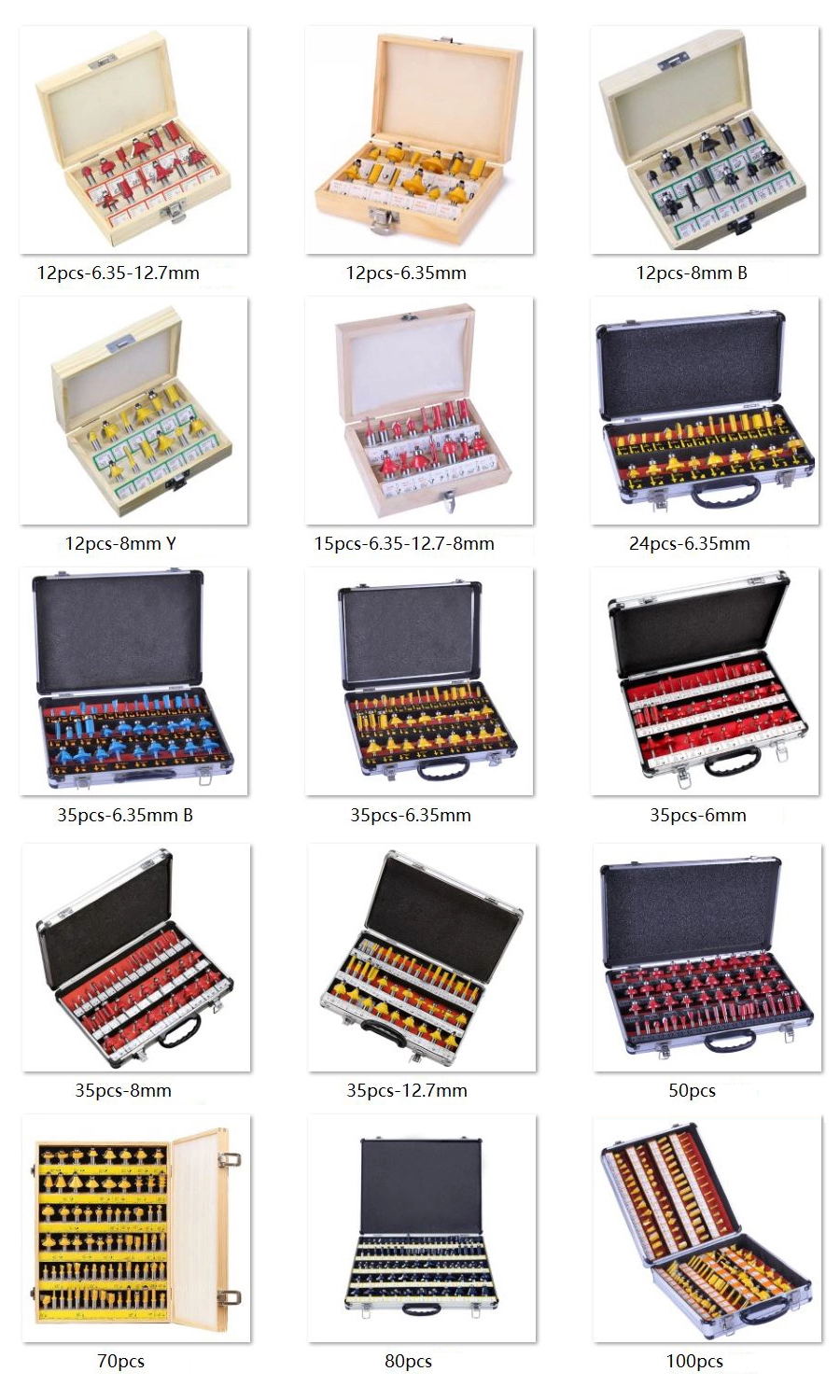 BMR TOOLS 12Pcs Set 1/4 Inch Shank Tungsten Carbide Tip TCT Woodworking Wood Router Bit Set from ...