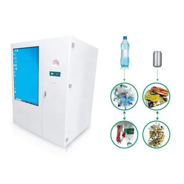 Quality 49 Inch Touch Screen RVM Systems For Recycling PET And Metal Can Equipped Both Crusher And Compactor for sale