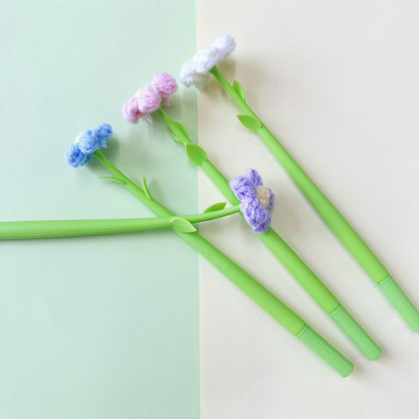 Quality New Silicone Lucky Daisy Neutral Pen Knitted Flowers Creative Gel Ink Pens for sale