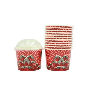 Quality Custom Disposable Paper Ice Cream Cups With Clear Dome Lid 15oz 450ml for sale