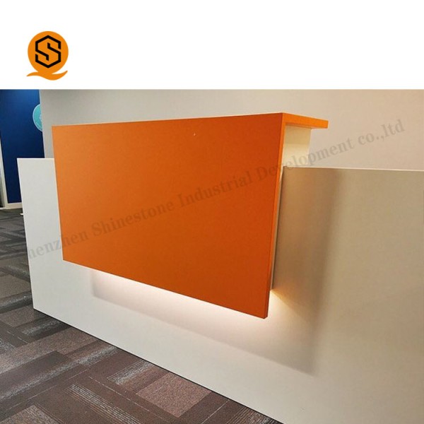 Quality Modified Acrylic Stone Regular Two Person Reception Desk Flame Resistant for sale
