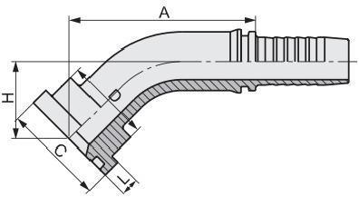 1/4&quot; Hydraulic Fittings Stainless Hydraulic Crimping Hose Flange Fittings 6000 Psi 45 Elbow