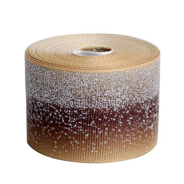 Quality 38mm Puff Sliver Gradient Glitter Grosgrain Ribbon with Heat-transfer Print for sale