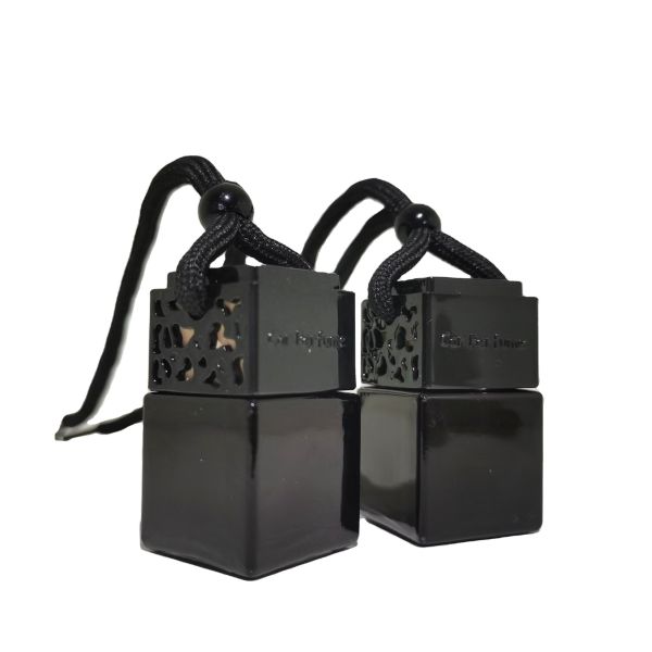 Quality 8ml Bright Black Square Car Air Freshener Bottles Empty Car Hanging Diffuser for sale