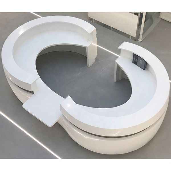 Quality OEM Round Airport Reception Desk Solid Surface Reception Counter for sale