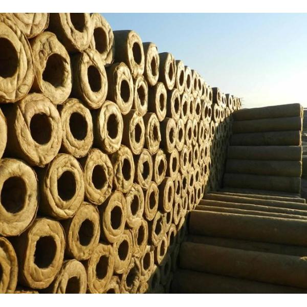 Quality Hydrophobic Fireproof Rockwool Heat Insulation Round Tube 80-120kg/m3 for sale