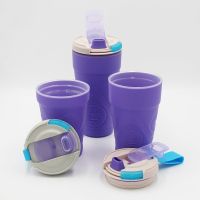Quality OEM ODM Purple Silicone Coffee Mug With Silicone Handle Hand Sleeve for sale