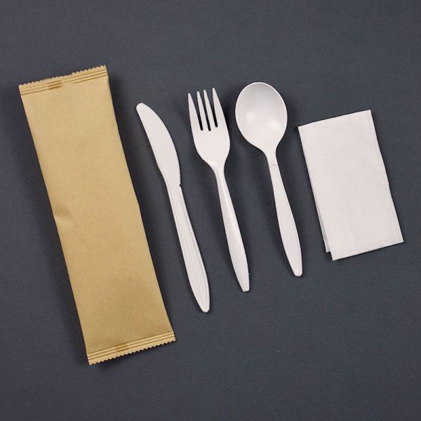 Quality 6inch Biodegradable Cornstarch Tableware Individually Wrapped Disposable Cutlery for sale