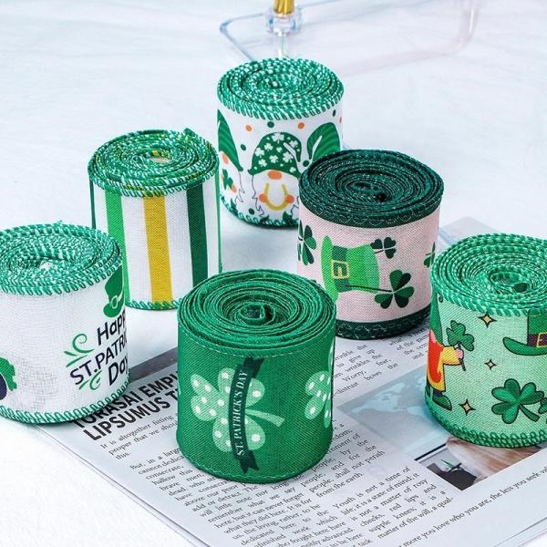 Quality 63mm Sustainable St.Patrick's Day Ribbon MSD Customized Wired Ribbon for Irish for sale