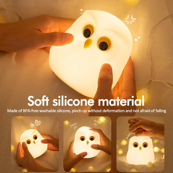 Quality 3W Owl Nursing Sleeping Night Light Bedside Lamp Touch Stepless Dimming for sale