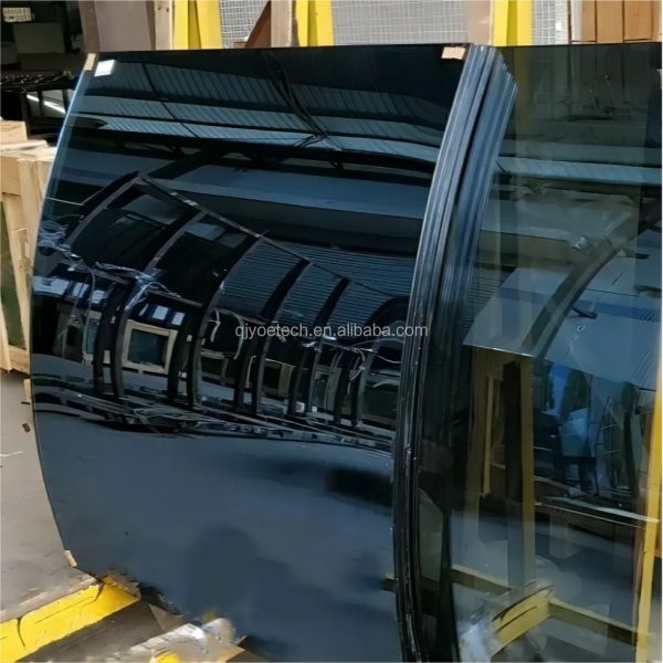 Quality QJY20240308-01 Clear Tinted Float Curved Toughened Glass Fine  Edge for sale