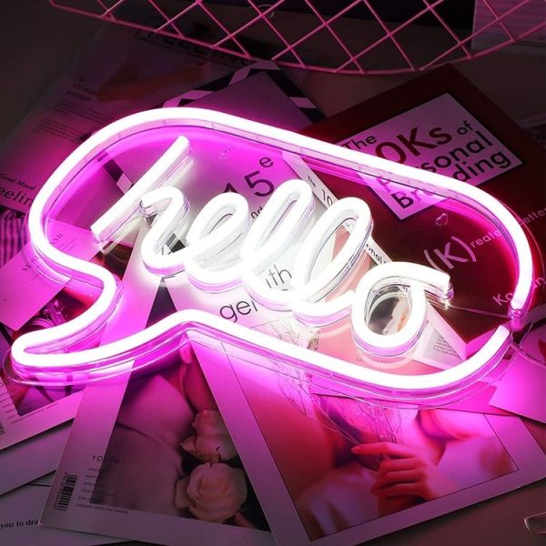 Quality Customized Large Neon Hello Sign USB Powered LED Night Light for Kids Living Office Room for sale