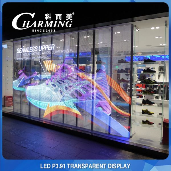 Quality Dustproof HD Transparent LED Video Wall Window Display Lightweight P3.91 for sale