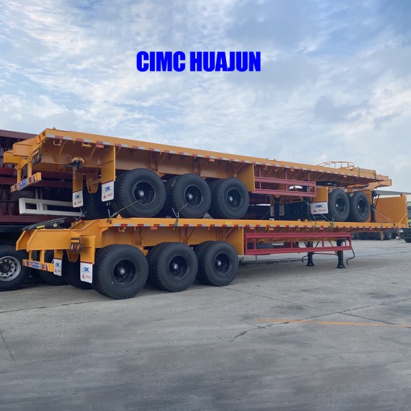 Quality 3 Axles Flatbed Semi Trailer Double Linked for Transporting 200 Tons 40ft for sale