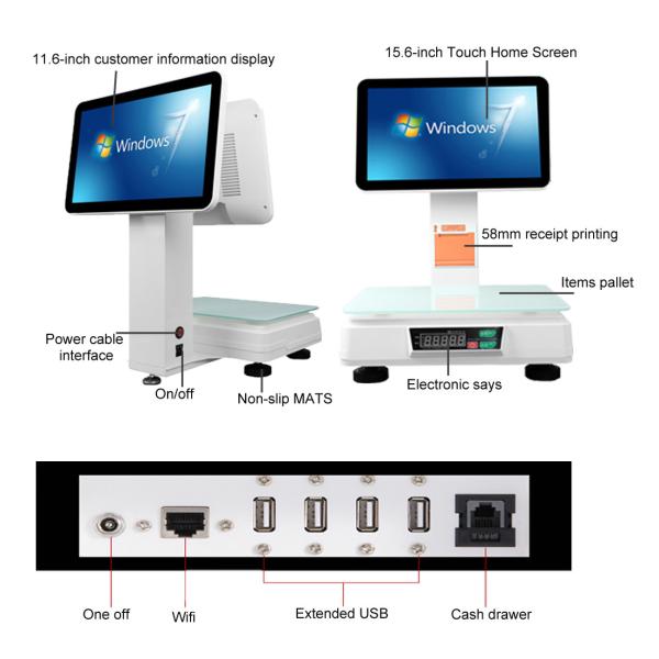 Quality 15.6" Touch Screen Windows Android POS System with Printer and High Resolution for sale