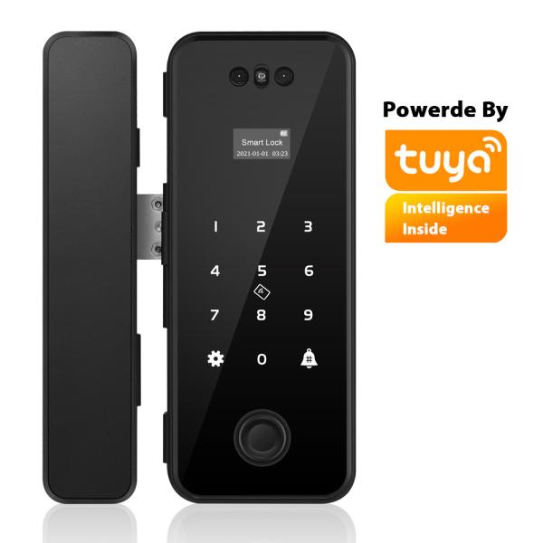Quality Black Glass Door Lock Tuya Smart Lock Home Security 3D Face Digital Fingerprint for sale