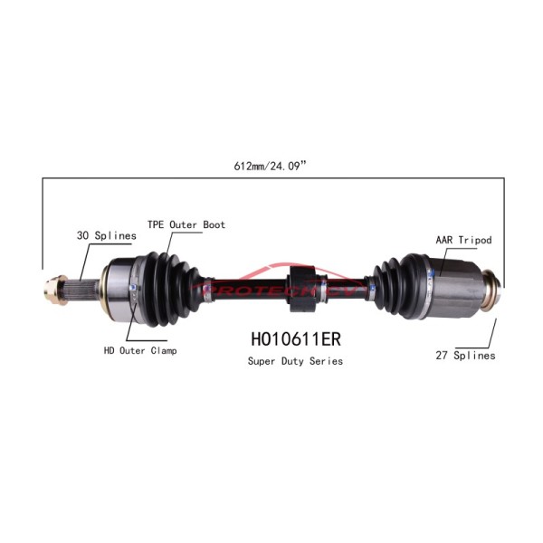 Quality HO10611ER CV  CV Axle Assembly Heavy Duty Clamp TPEE Boot  Cold Forging Grinding Process Technology EXTREME Weather Unit for sale