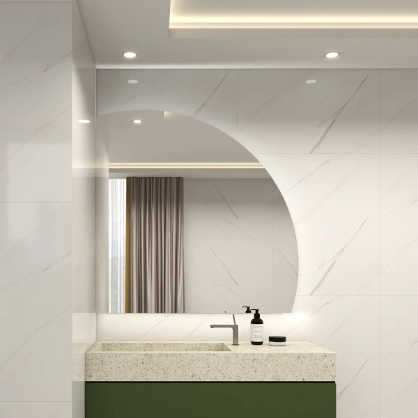 Quality High Definition Bathroom Mirror With Lights Mildew Proof Half Moon Backlit for sale