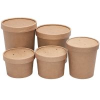 Quality Salads Kraft Paper Soup Bowl/ Food Container With Lids Disposable Take Away Bowl for sale