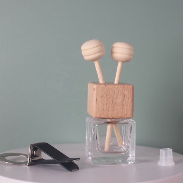 Quality Glass Clear Car Perfume Bottle 6ml Square Shape For Essential Oil for sale