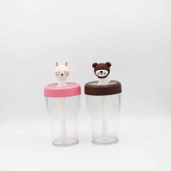 Quality Kids Transparent Plastic Water Bottles With Cartoon Bear Stopper for sale