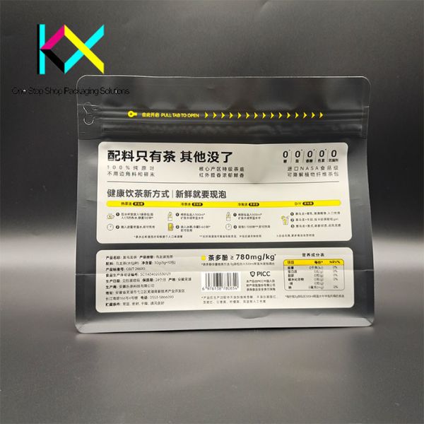 Quality 140um Tea Paper Packaging Bag Flat Bottom Pouch With Zipper Tear Notch for sale