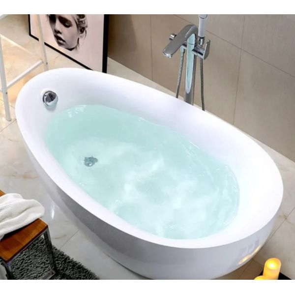 Quality Customization Oval Stand Alone Bathtub Egg Shaped Freestanding Bath Space Saving for sale
