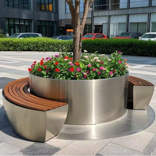 Quality Simple Round Metal Flower Planter Robust Construction Suitable For Urban/Gargrn/Street for sale