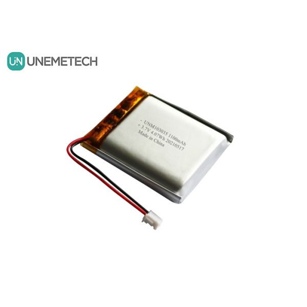 Quality UNEMETECH 3.7V 1100mAh Lithium Polymer Battery / Long Cycle Life Rechargeable Lipo Battery 103035 for sale