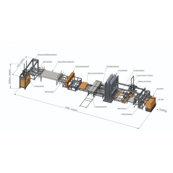 Quality Short Cycle Hot Press Machine For Plywood Board Production Line Floor Area 29m for sale