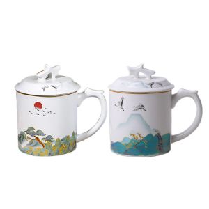 Quality Procelain Mug Customization 400ml Ceramic Cup Gift Coffee Bottle Non-slip Handle for sale