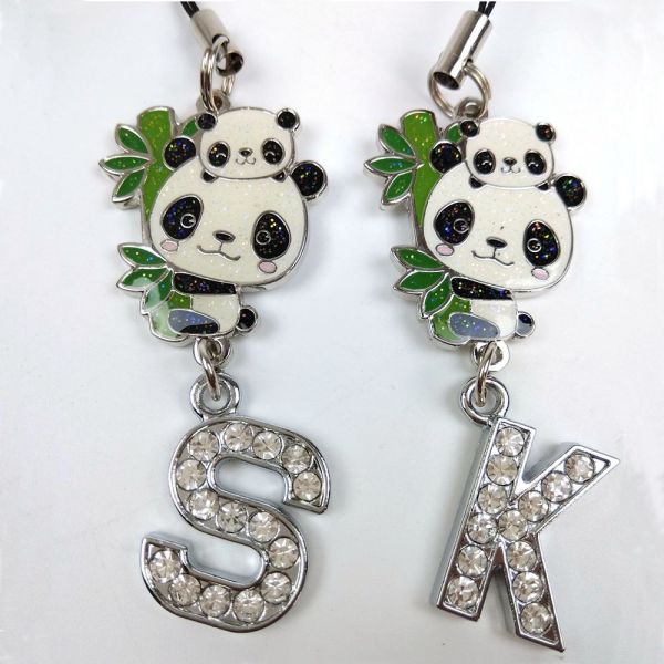 Quality Panda Element Custom Couple Keychains Couple Key Ring Metal Cartoon for sale