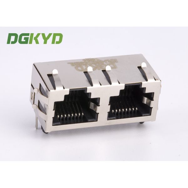 Quality Right angle PCB mount dual port combo RJ45 connector ethernet modular jack for sale