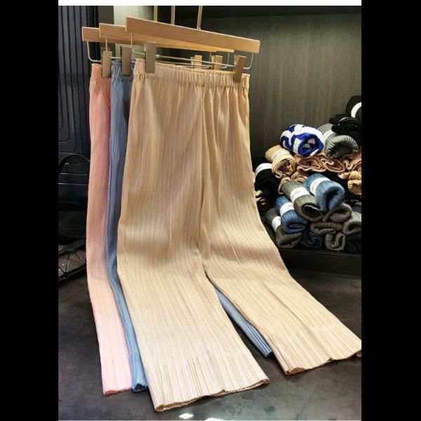 Quality 2024 Summer New Casual Pants for Women All-matching Pleated High Waist Wide Leg Pants Trousers for sale