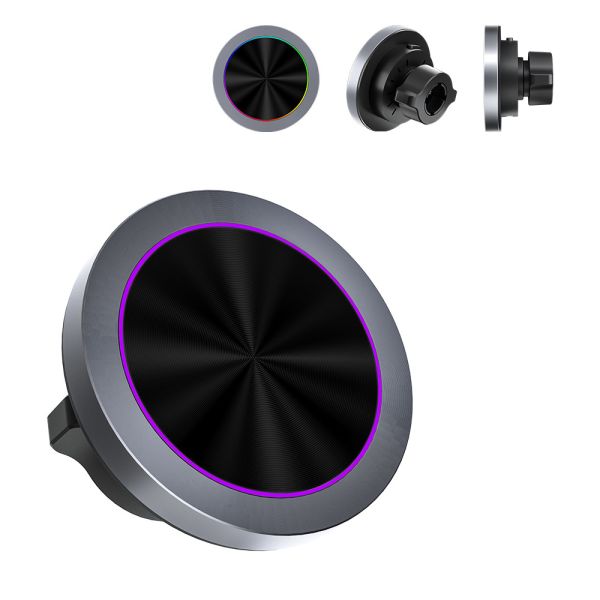 Quality Aluminium Alloy Texture RGB Light Effect Adjustable Minimum Wireless Car Phone Holder Fast Charging One Hand Operation for sale