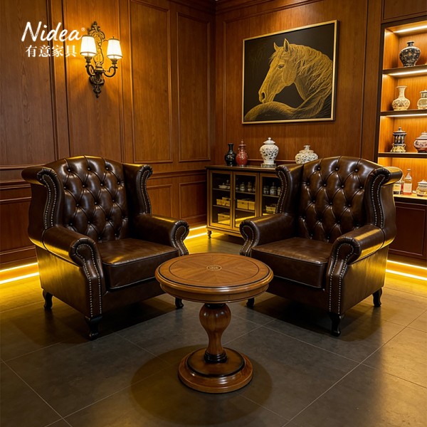 Quality Luxury Vintage Brown Leather Wingback Chesterfield Chair Classic Deep Button Tufted Armchair Nailhead Trim Living Room Office for sale
