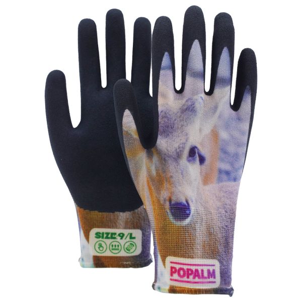 Quality 15 Gauge Ladies Gardening Gloves Animal Print Latex Palm Coating Durable Breathable Work for sale