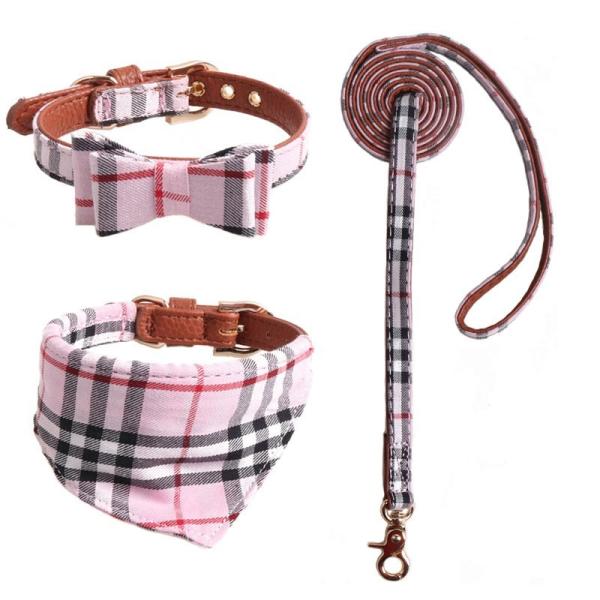 Quality luxurious Collars Triangular Scarves Leashes Dog Sets for sale
