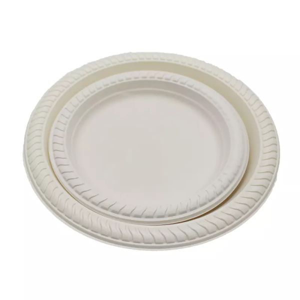 Quality 9in 10in Round Cornstarch Disposable Plates Biodegradable Round Plate Tableware for sale