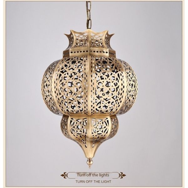 Quality Middle Hollow Carving Gold Lantern Chandelier With Switch Control for sale