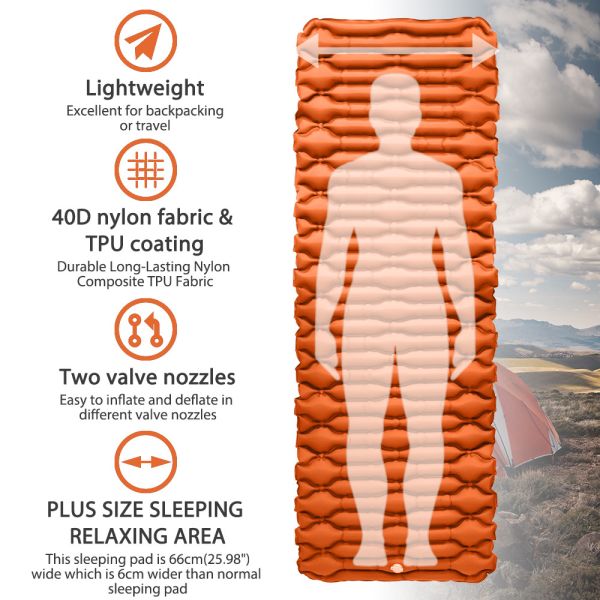 Quality 4 Season Comfortable Compact 8x3'' Inflatable Sleeping Pad for sale