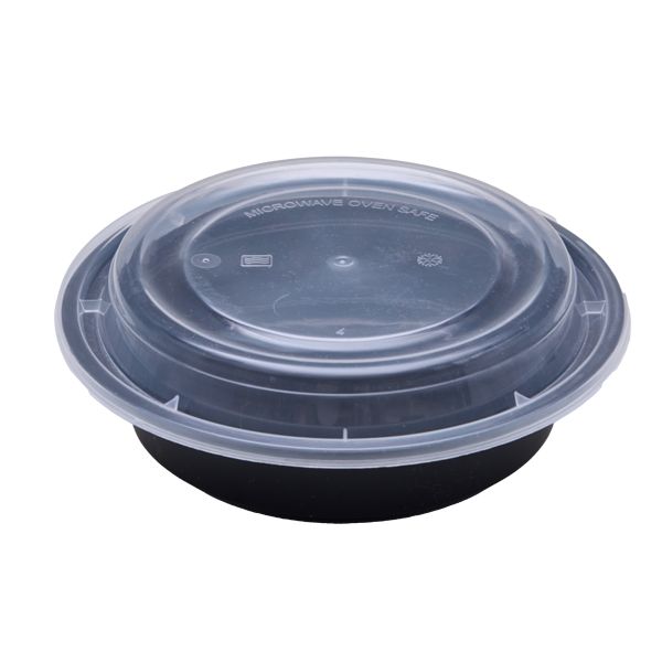 Quality 16oz PP American Style Black Base Round Container Food Grade for sale