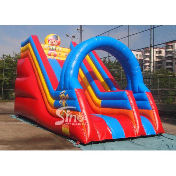 Quality Popular children happy clown inflatable slide with arch full digitally printed for sale