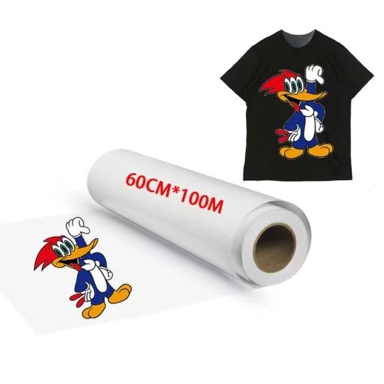 Quality 30cm*100m 75U Release Pet Film Roll Double-sided Cold Peel Hot Peel Heat transparent Film 30cm for T-shirt DTF for sale