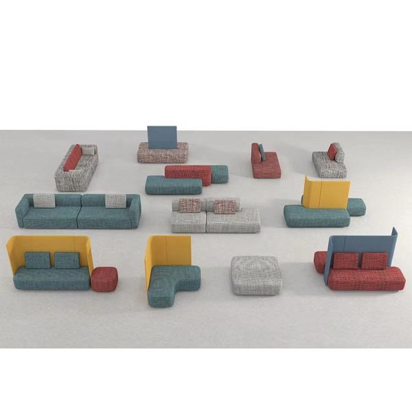 Quality Luxury Hotel Lobby Furniture Combination Fabric Velvet Sectional Sofa for sale